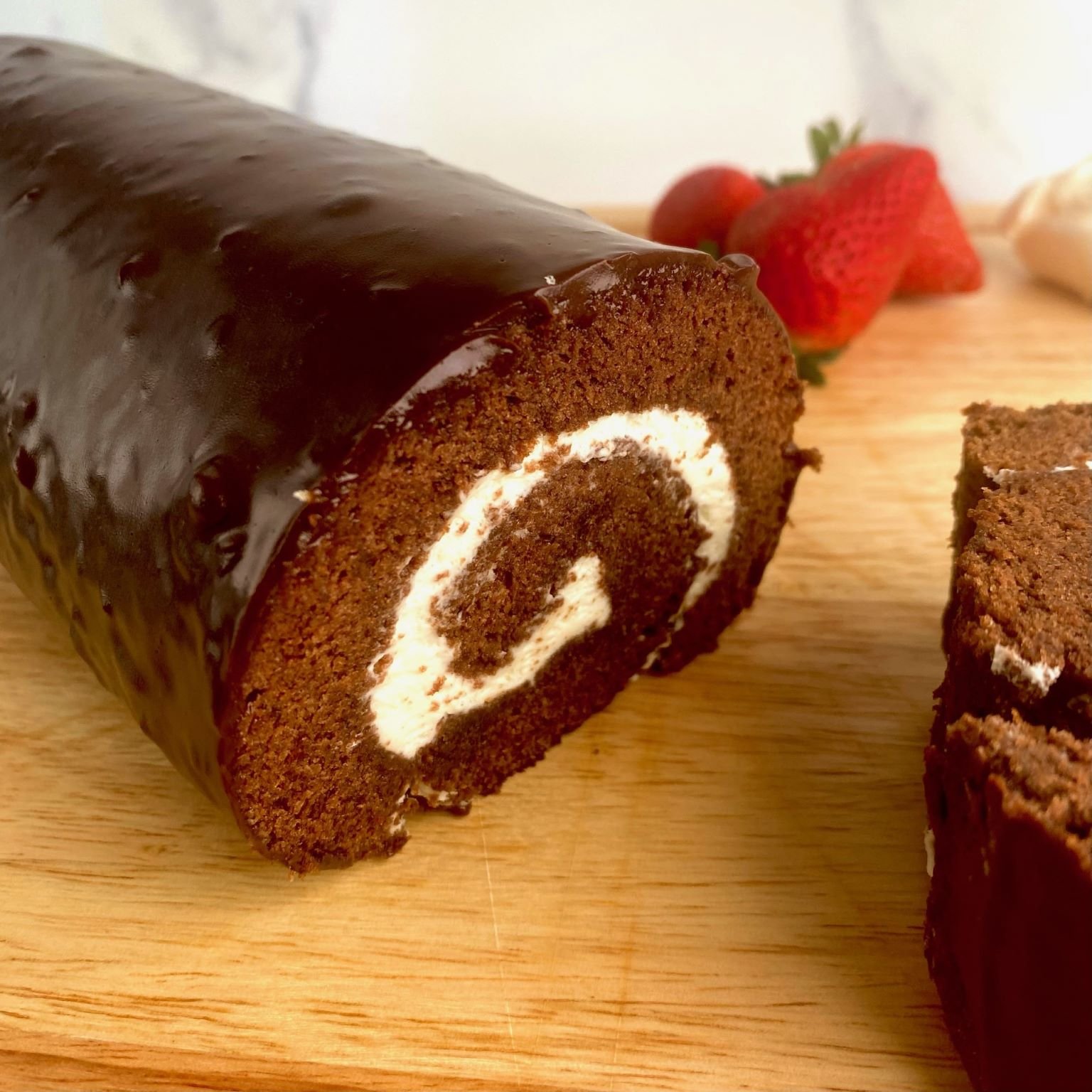 Chocolate Swiss Roll Cake (Chocolate Log Cake)