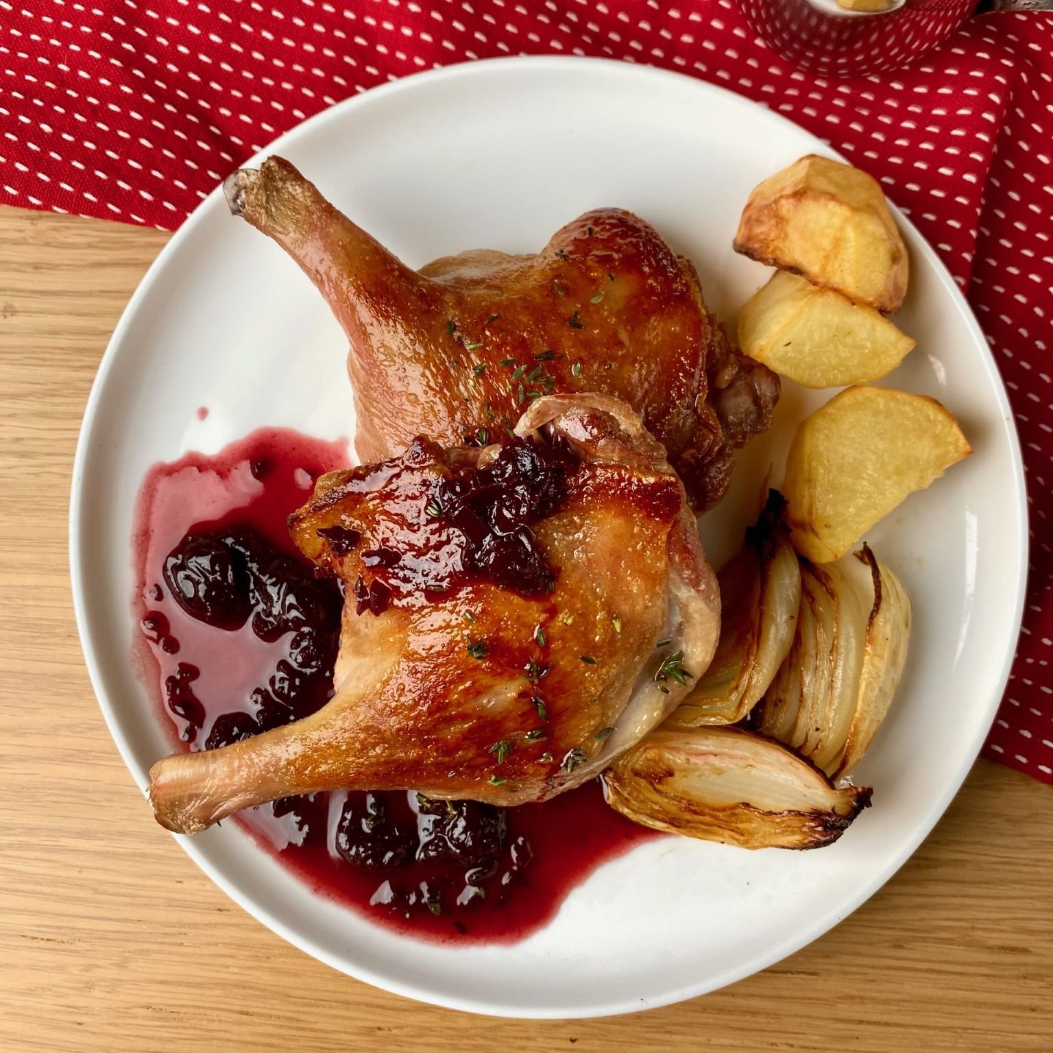 Crispy Duck Leg with Cherry Sauce Recipe